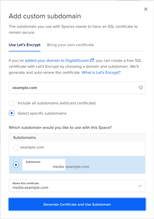 DigitalOcean Spaces CDN Setup