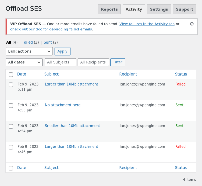 WP Offload SES 1.6 Released: 40 MB Attachments Enabled