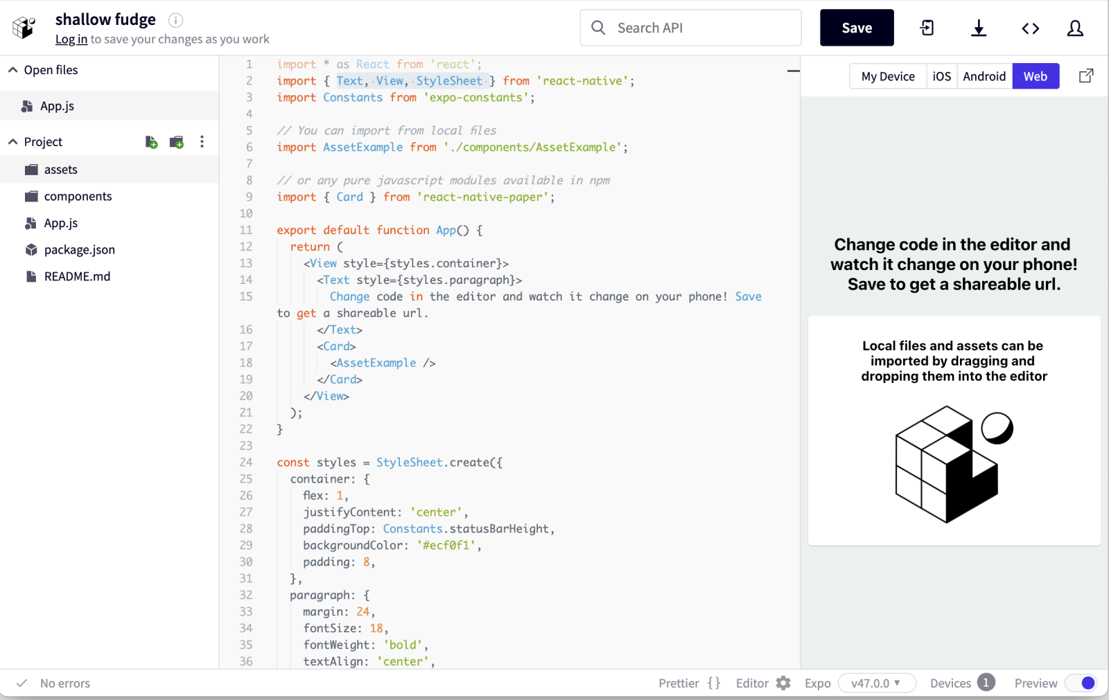 JavaScript in the Shallow End: Browser-Based React Native With Expo Snack